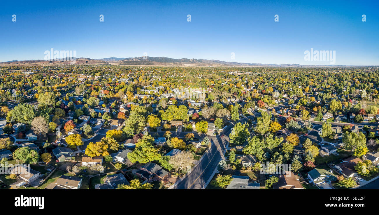 aerial panorama of Fort Collins in northern Colorado - residential ...