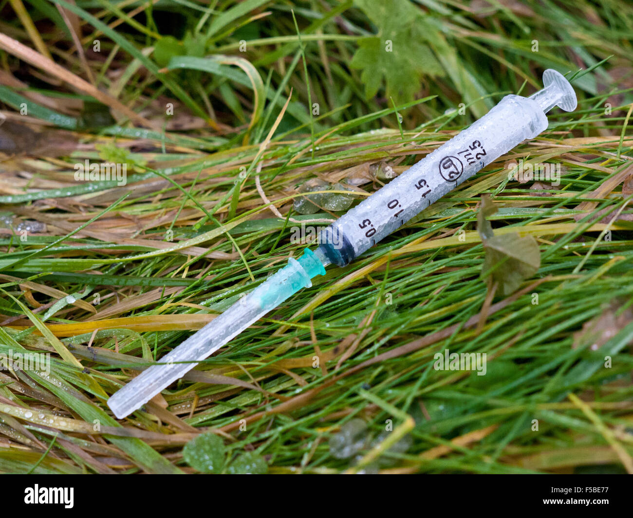 Discarded hypodermic syringe Stock Photo - Alamy