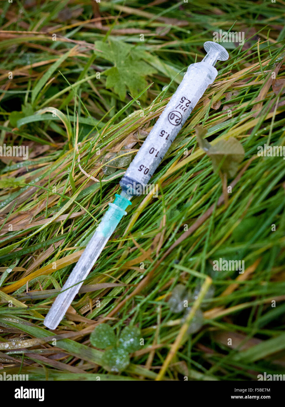 Discarded hypodermic syringe Stock Photo - Alamy