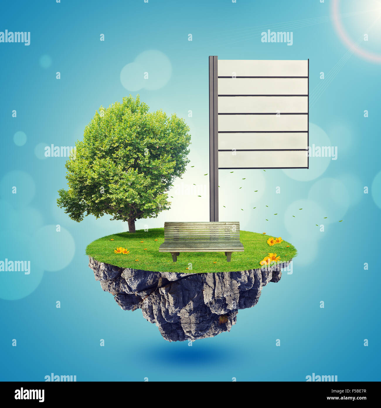 Island with signboard Stock Photo - Alamy