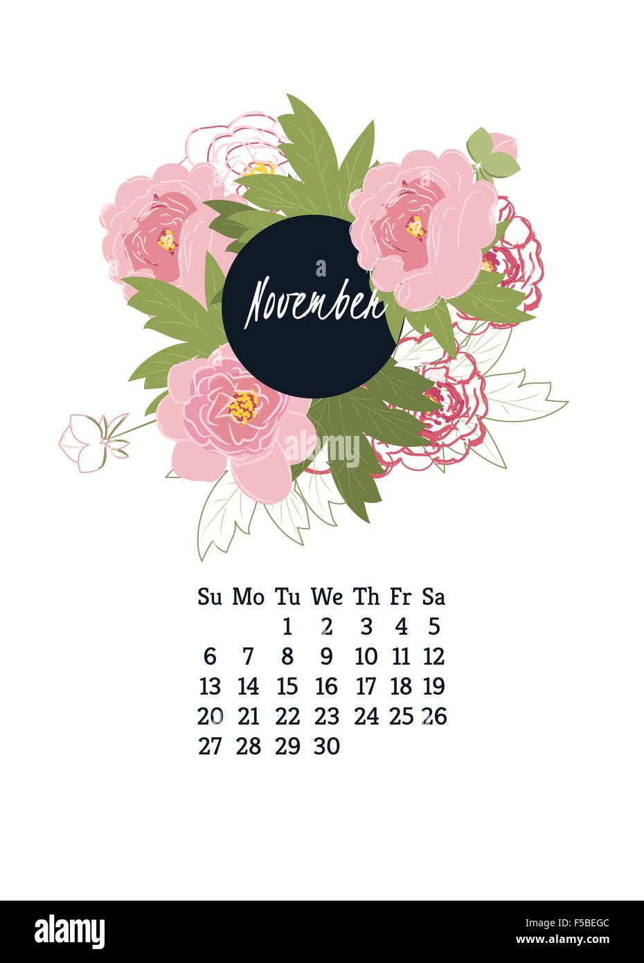 Calendar for 2016 with flowers Peony Stock Vector Image & Art - Alamy