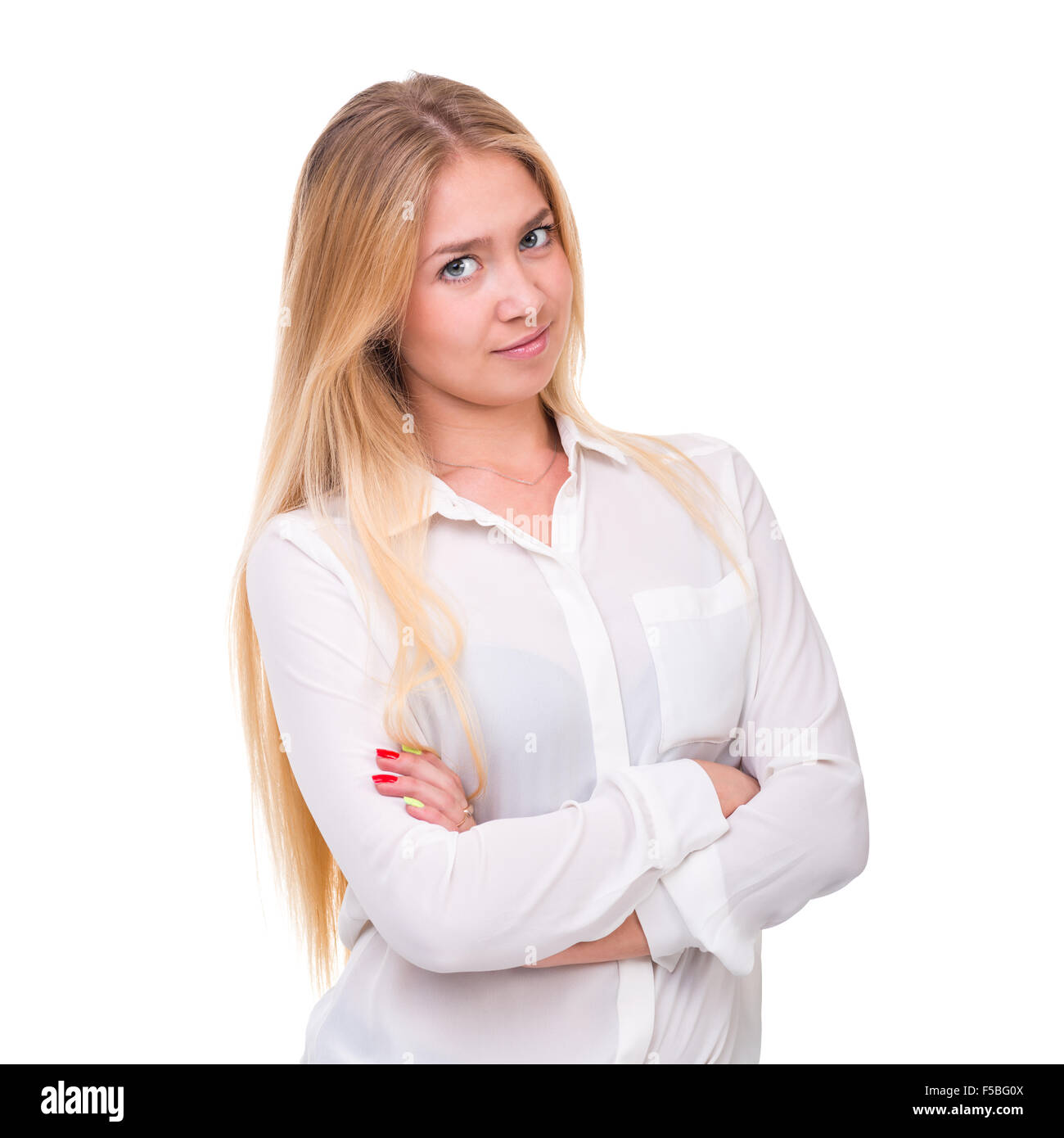 young woman looks skeptical Stock Photo - Alamy
