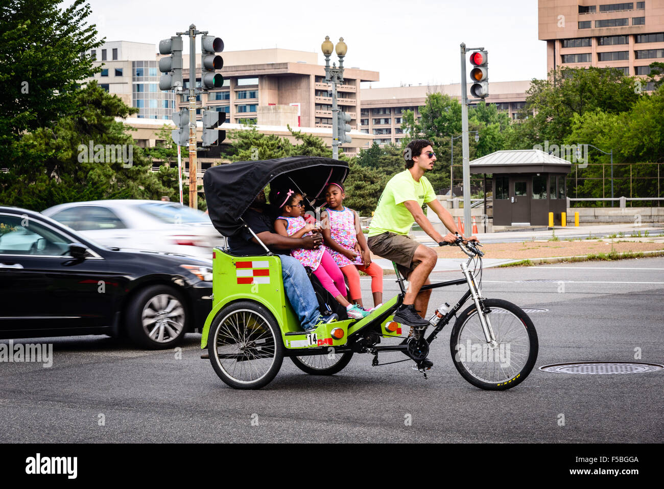 Family riding Pedicab from National Pedicabs, Independence Avenue SW ...