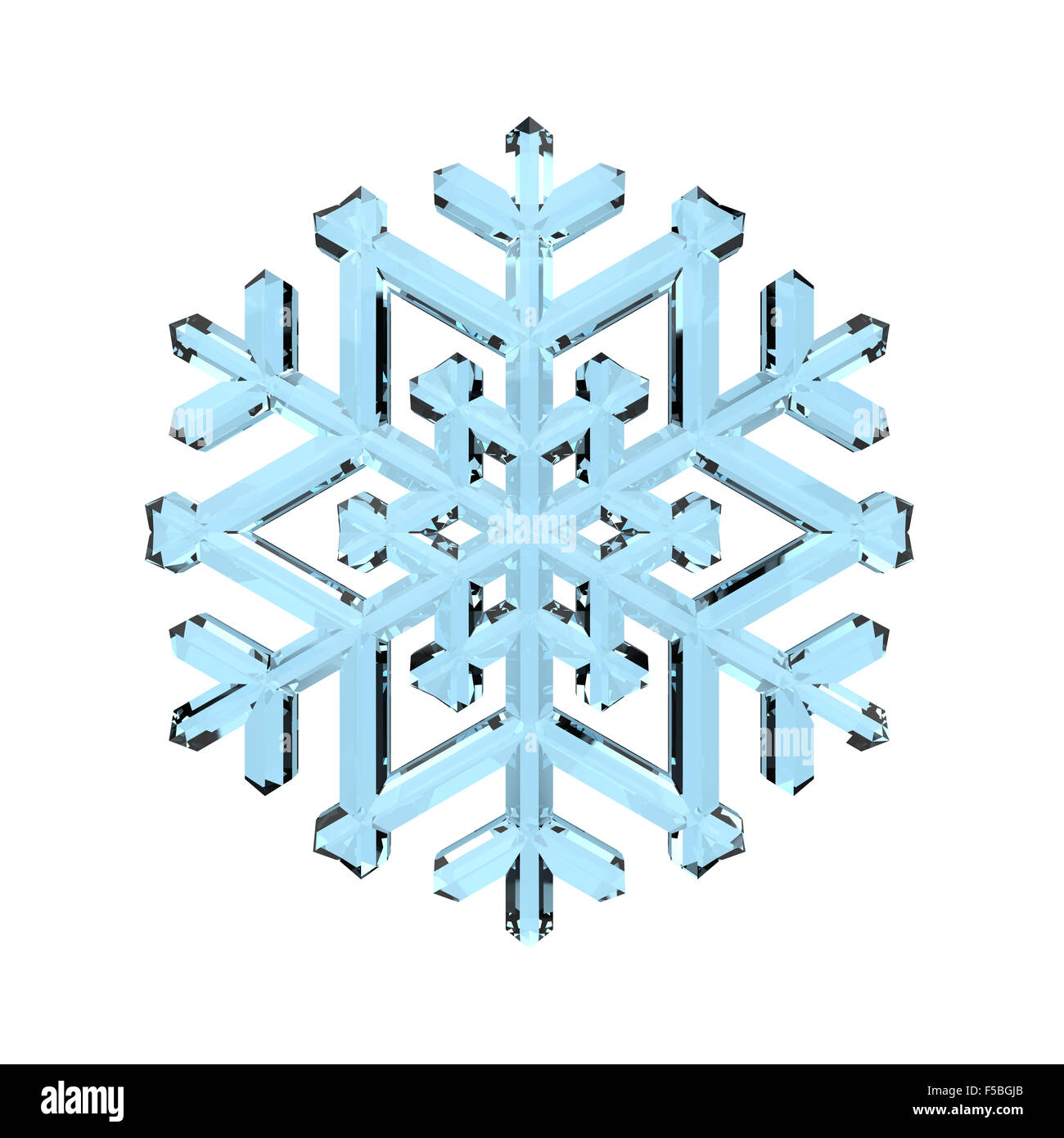 Single blue crystal snowflake on a white background Stock Photo - Alamy