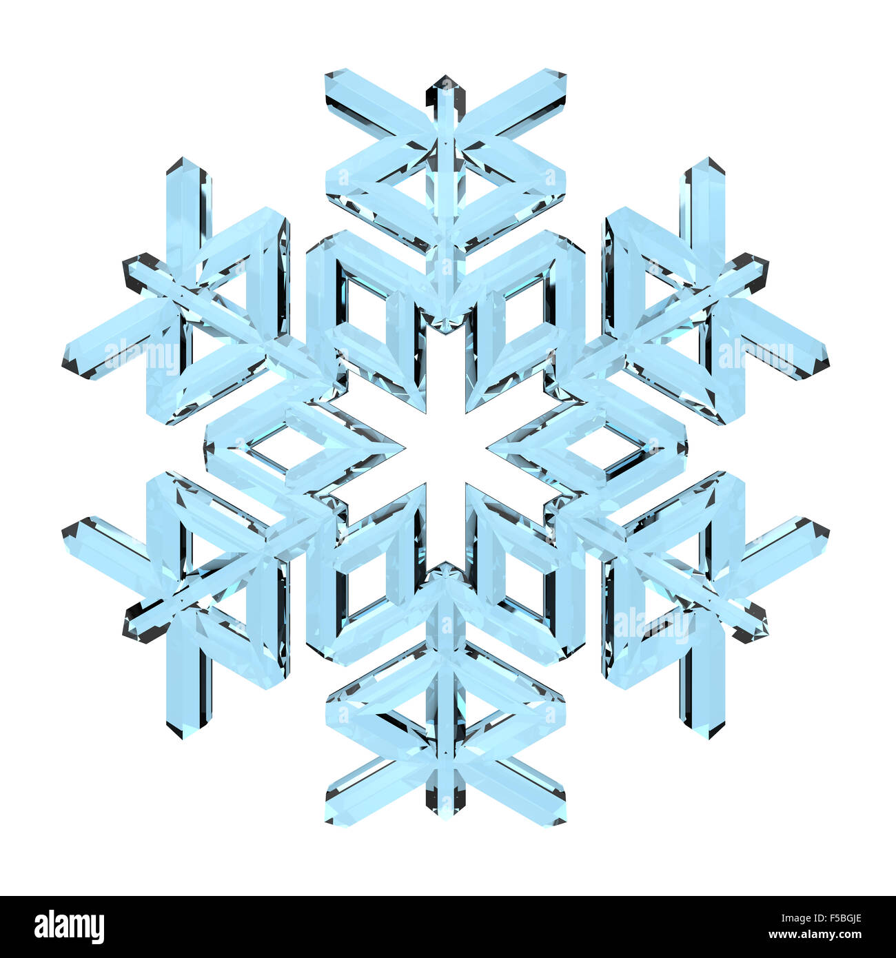 Single blue crystal snowflake on a white background Stock Photo - Alamy