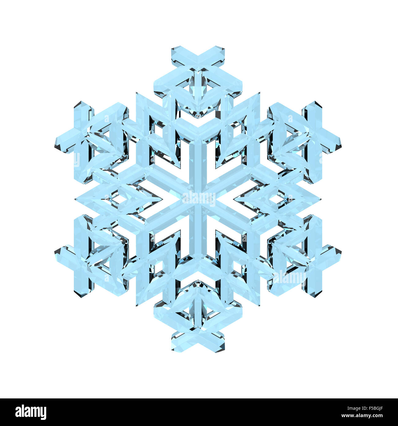 Single blue crystal snowflake on a white background Stock Photo - Alamy