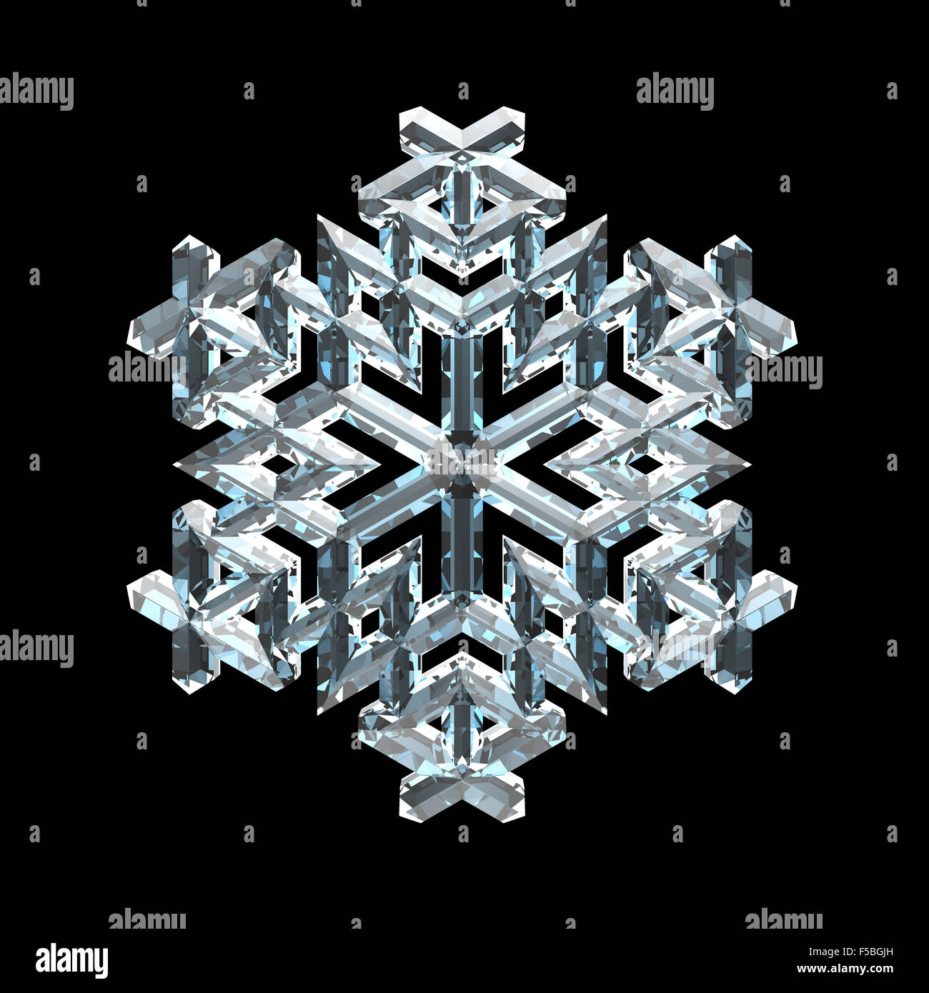 Single blue crystal snowflake on a black background Stock Photo - Alamy