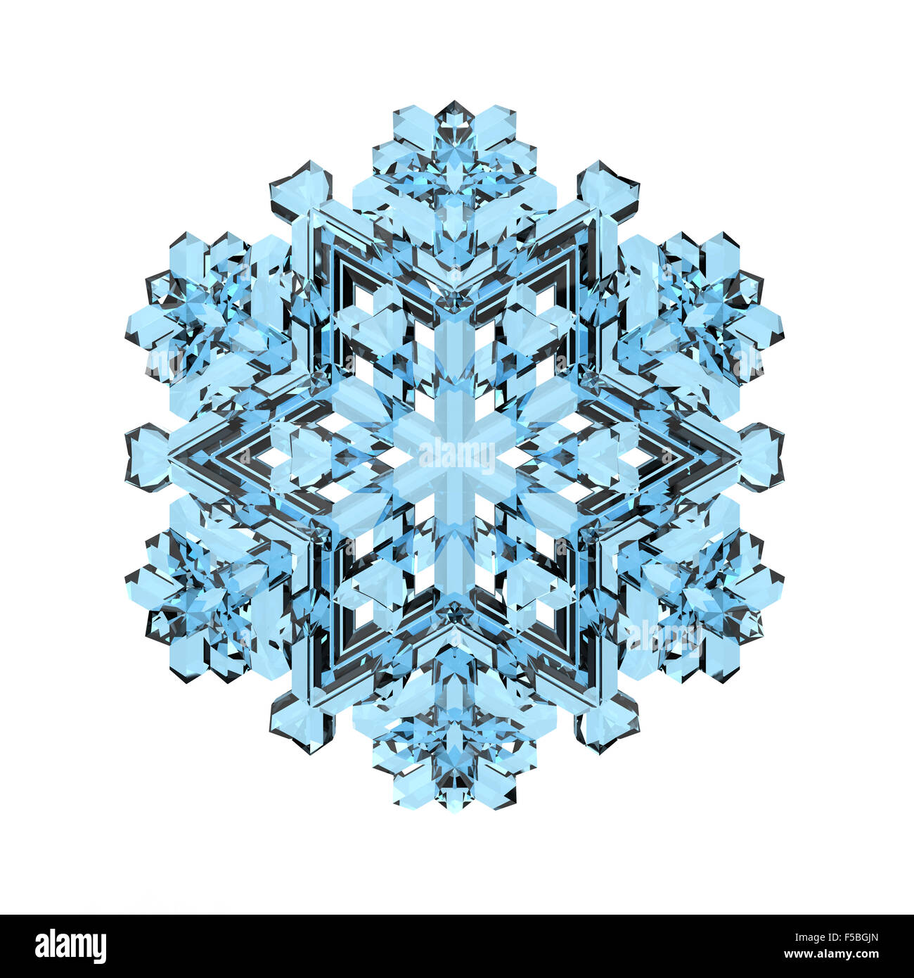 Single blue crystal snowflake on a white background Stock Photo - Alamy