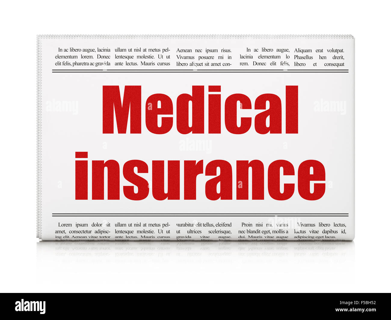 Insurance concept: newspaper headline Medical Insurance Stock Photo - Alamy