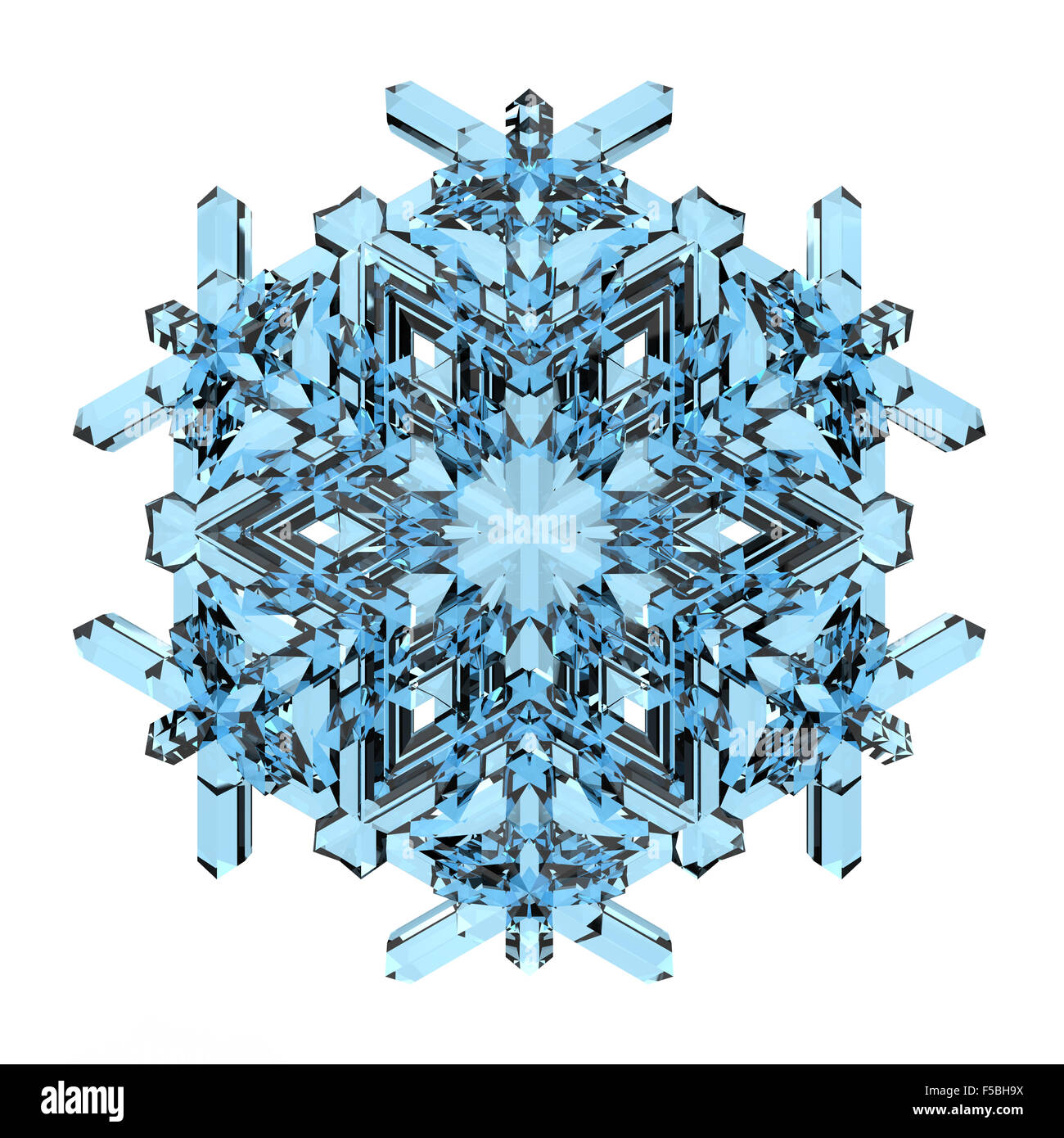 Single blue crystal snowflake on a white background Stock Photo - Alamy