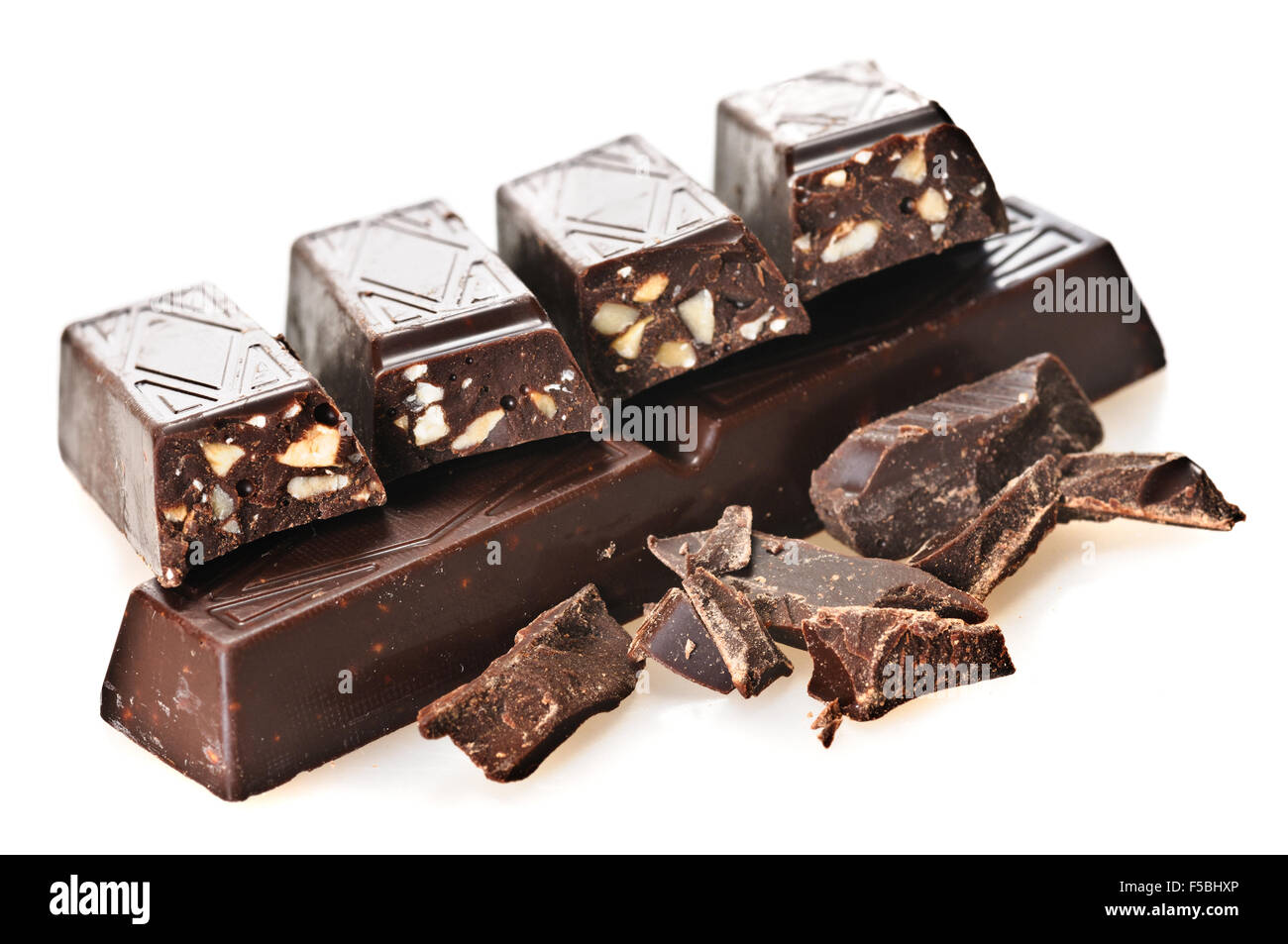 Cut chunks of a chocolate bar Stock Photo - Alamy