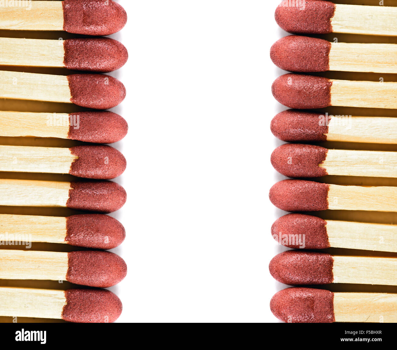 Home matches arranged in line on white background Stock Photo - Alamy