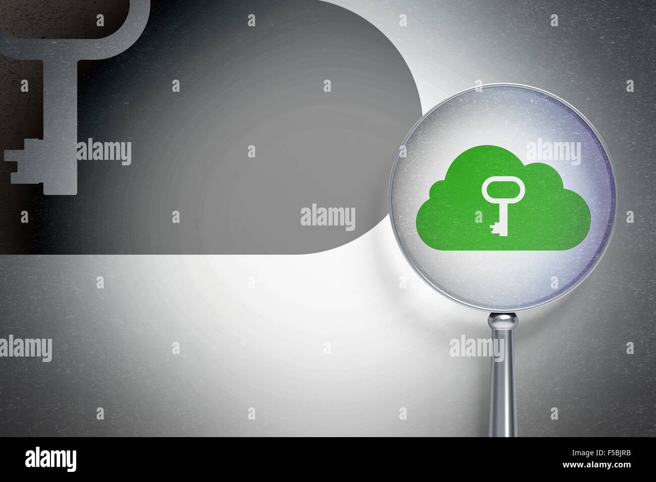 Cloud computing concept: Cloud With Key with optical glass on digital ...