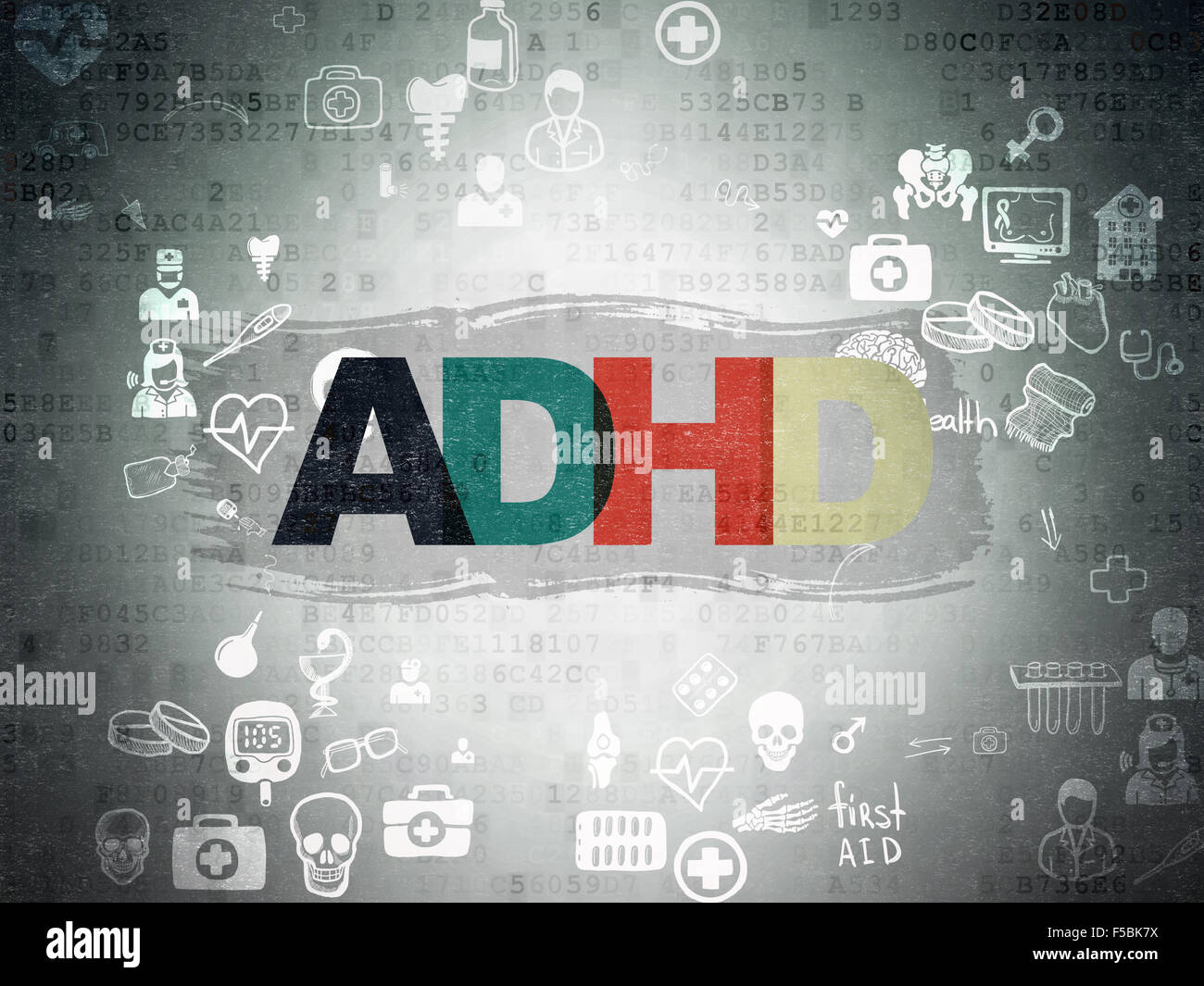 Health concept: ADHD on Digital Paper background Stock Photo - Alamy