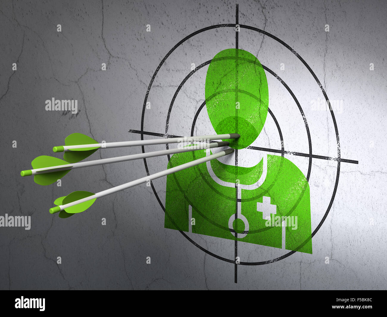 Medicine concept: arrows in Doctor target on wall background Stock ...