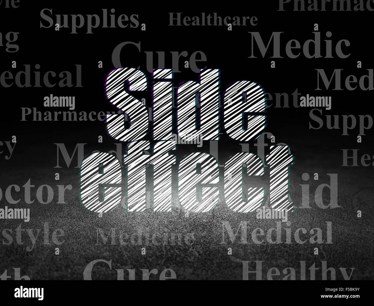 Medicine concept: Side Effect in grunge dark room Stock Photo - Alamy