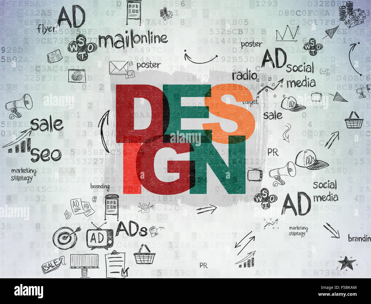 Marketing concept: Design on Digital Paper background Stock Photo - Alamy