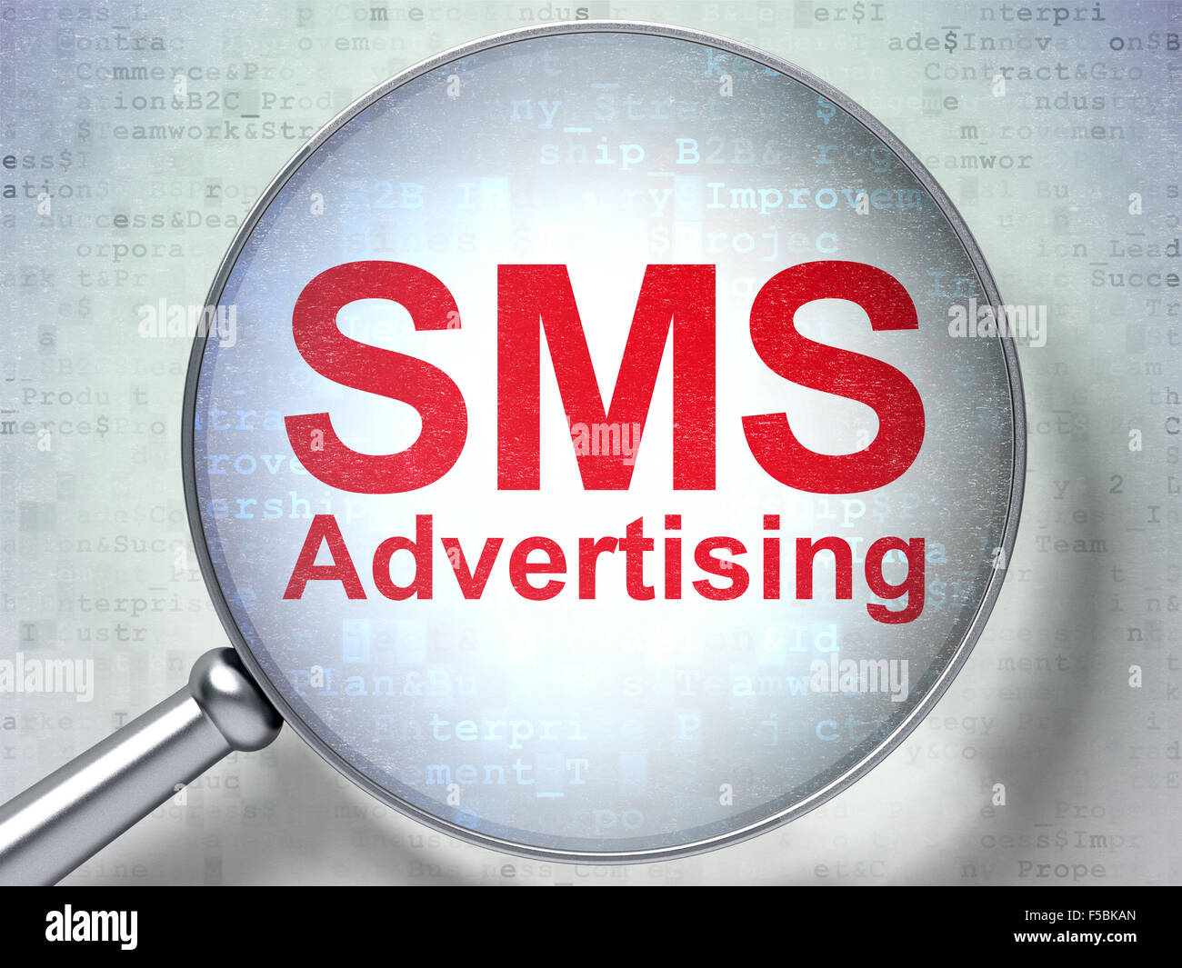Marketing concept: SMS Advertising with optical glass Stock Photo - Alamy