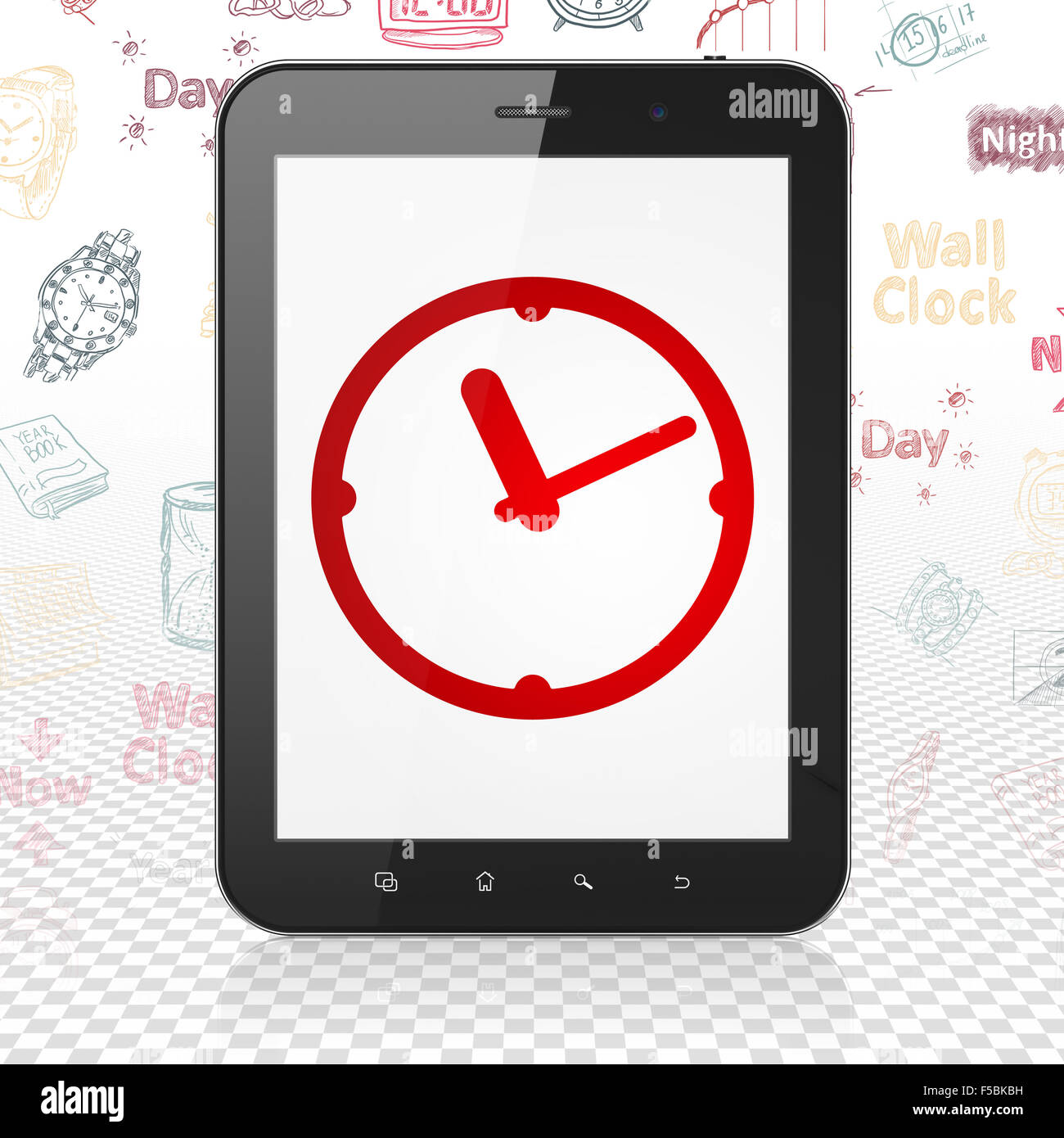 Time concept: Tablet Computer with Clock on display Stock Photo - Alamy