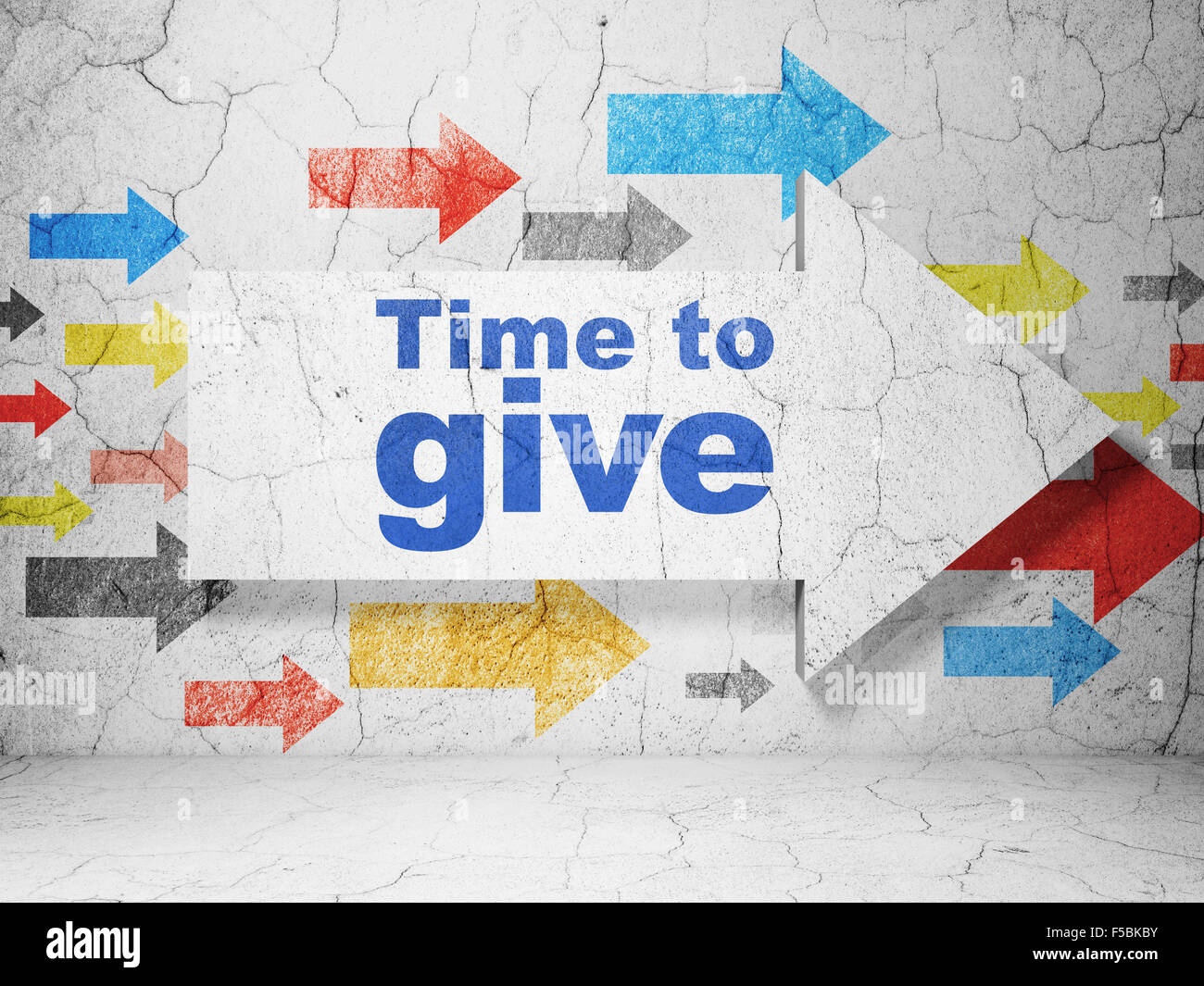 Timeline concept: arrow with Time To Give on grunge wall background ...