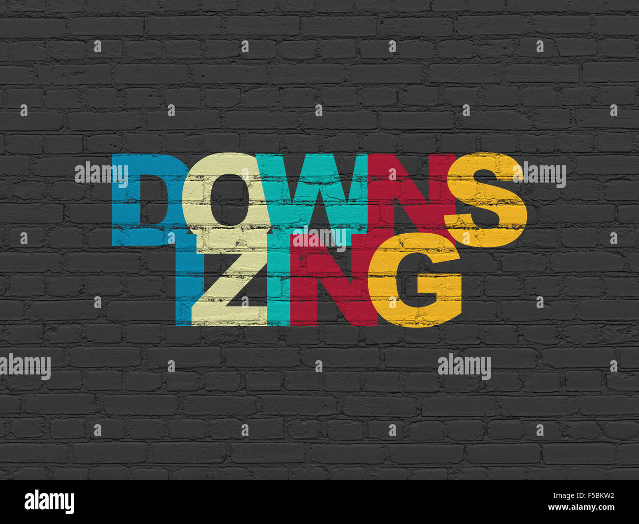 Finance concept: Downsizing on wall background Stock Photo - Alamy