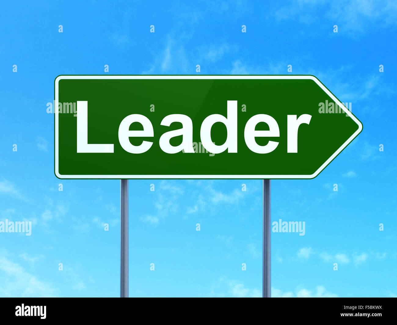 Business concept: Leader on road sign background Stock Photo - Alamy