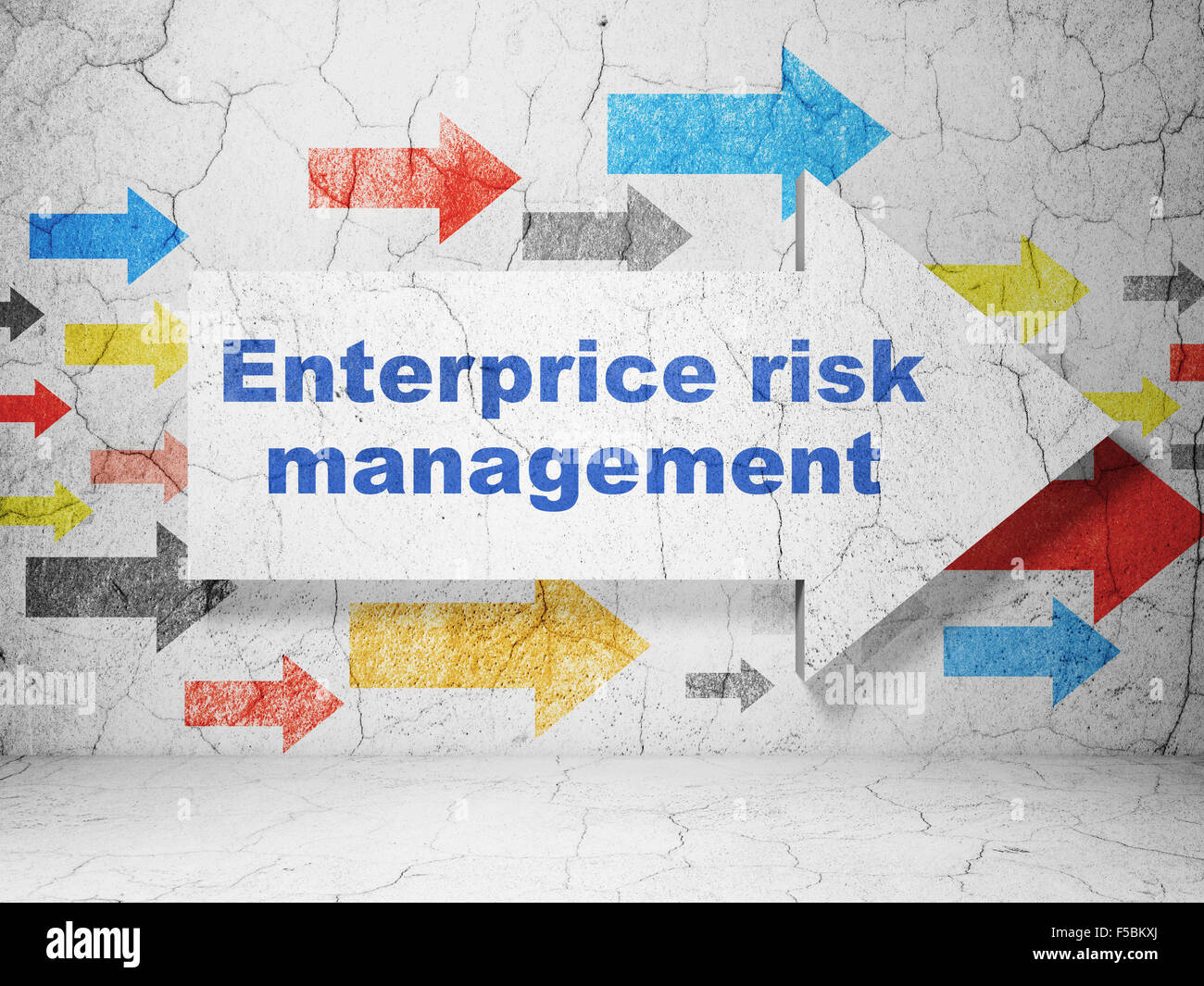 Business concept: arrow with Enterprice Risk Management on grunge wall ...