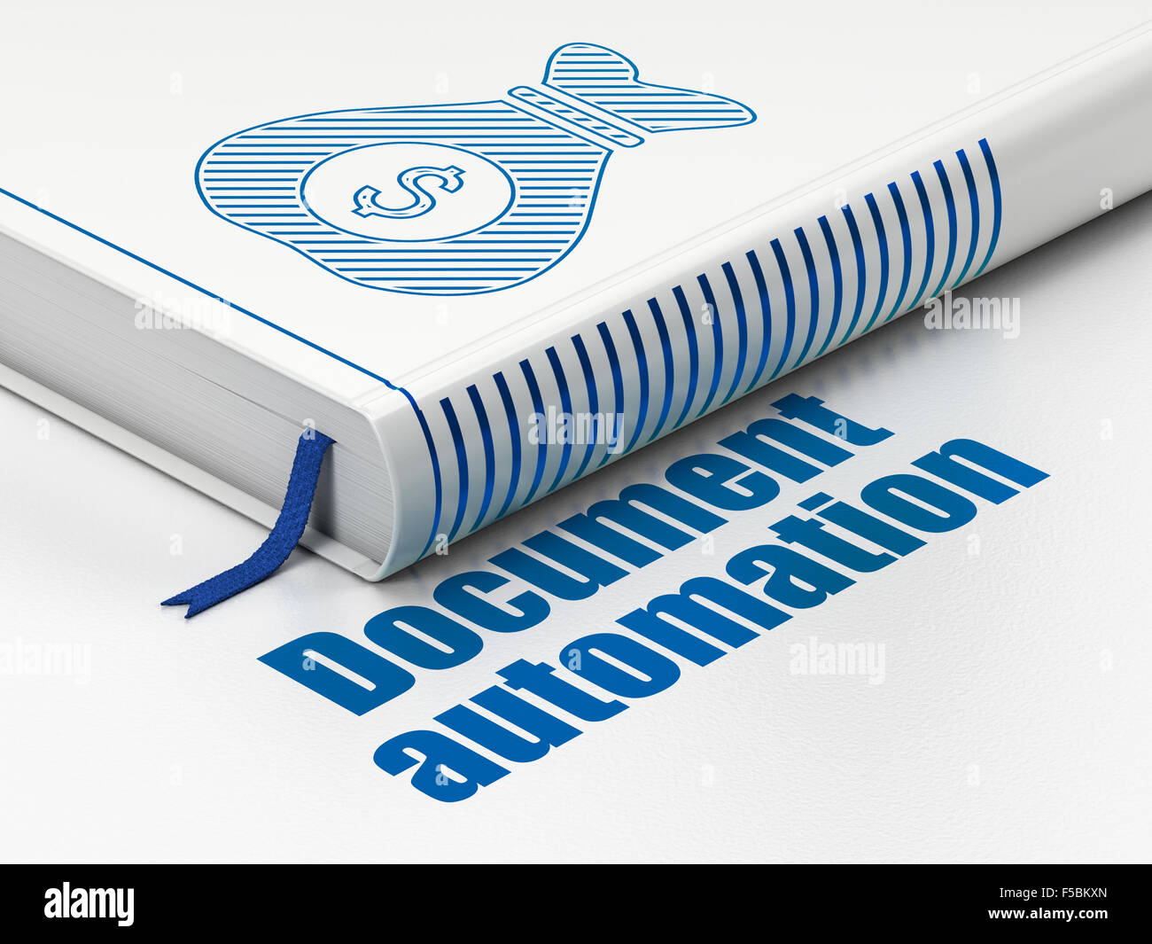 Finance concept: book Money Bag, Document Automation on white ...