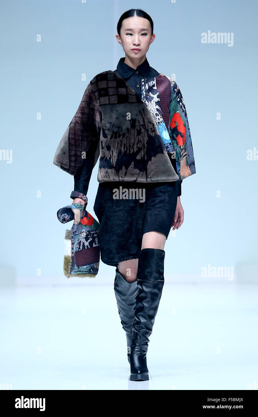 Beijing, China. 1st Nov, 2015. A model shows a creation at the GENIAL ...