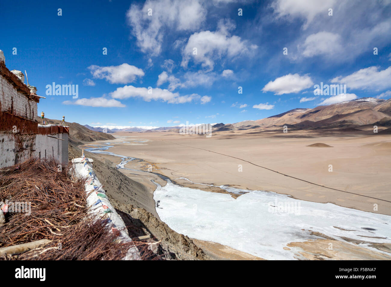Frozen hanle river behind the Hanle monastery in winter Stock Photo - Alamy