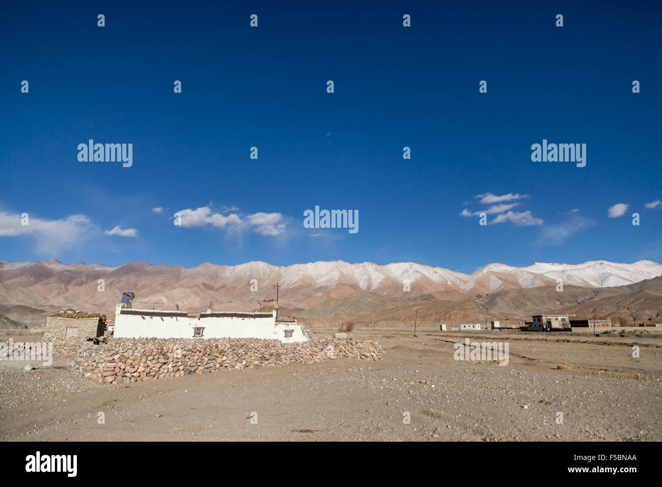 The cold winter landscape of the Hanle village in Ladakh Stock Photo ...