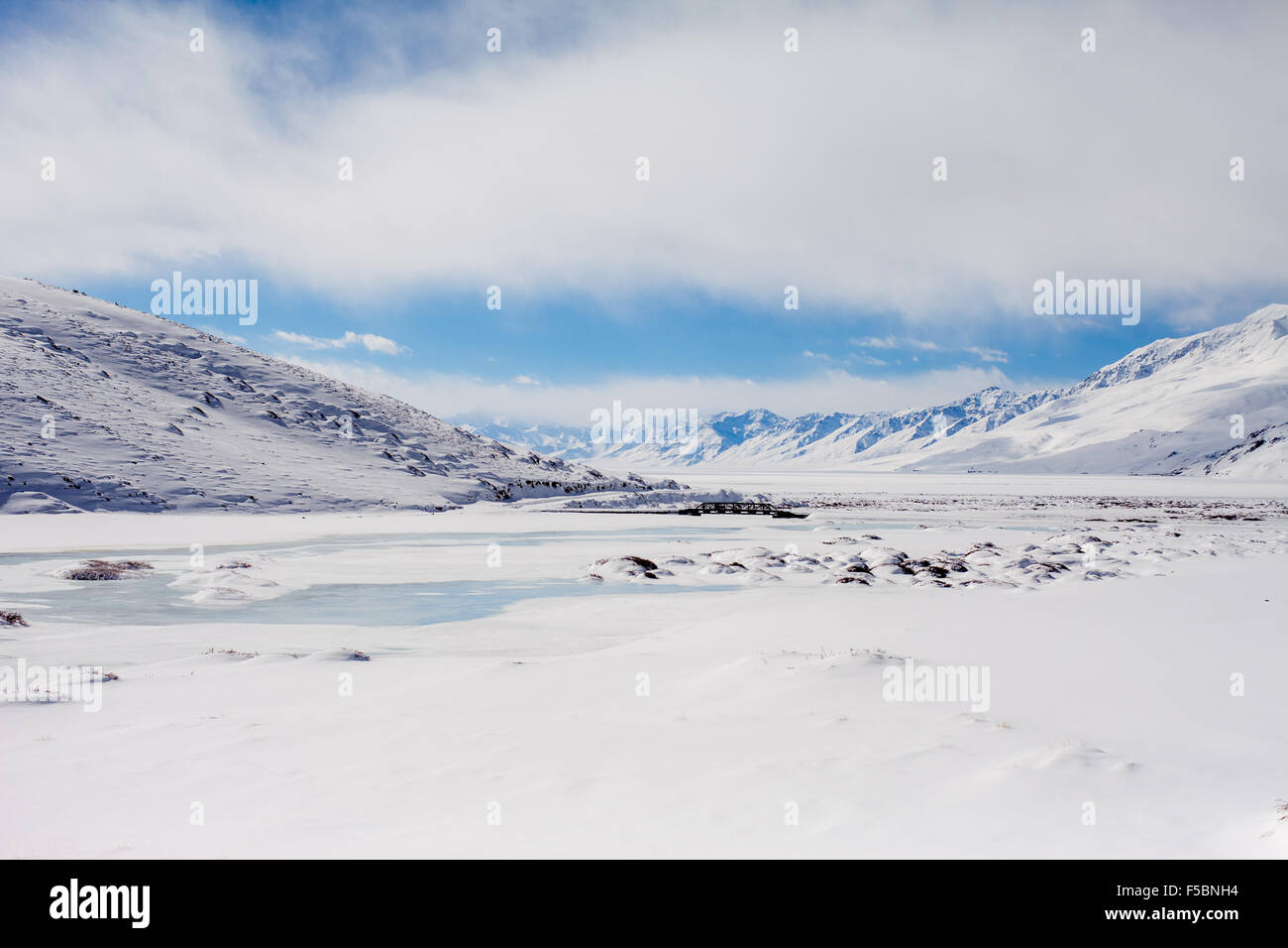 The frozen winter landscape of Tsomoriri Lake Stock Photo - Alamy