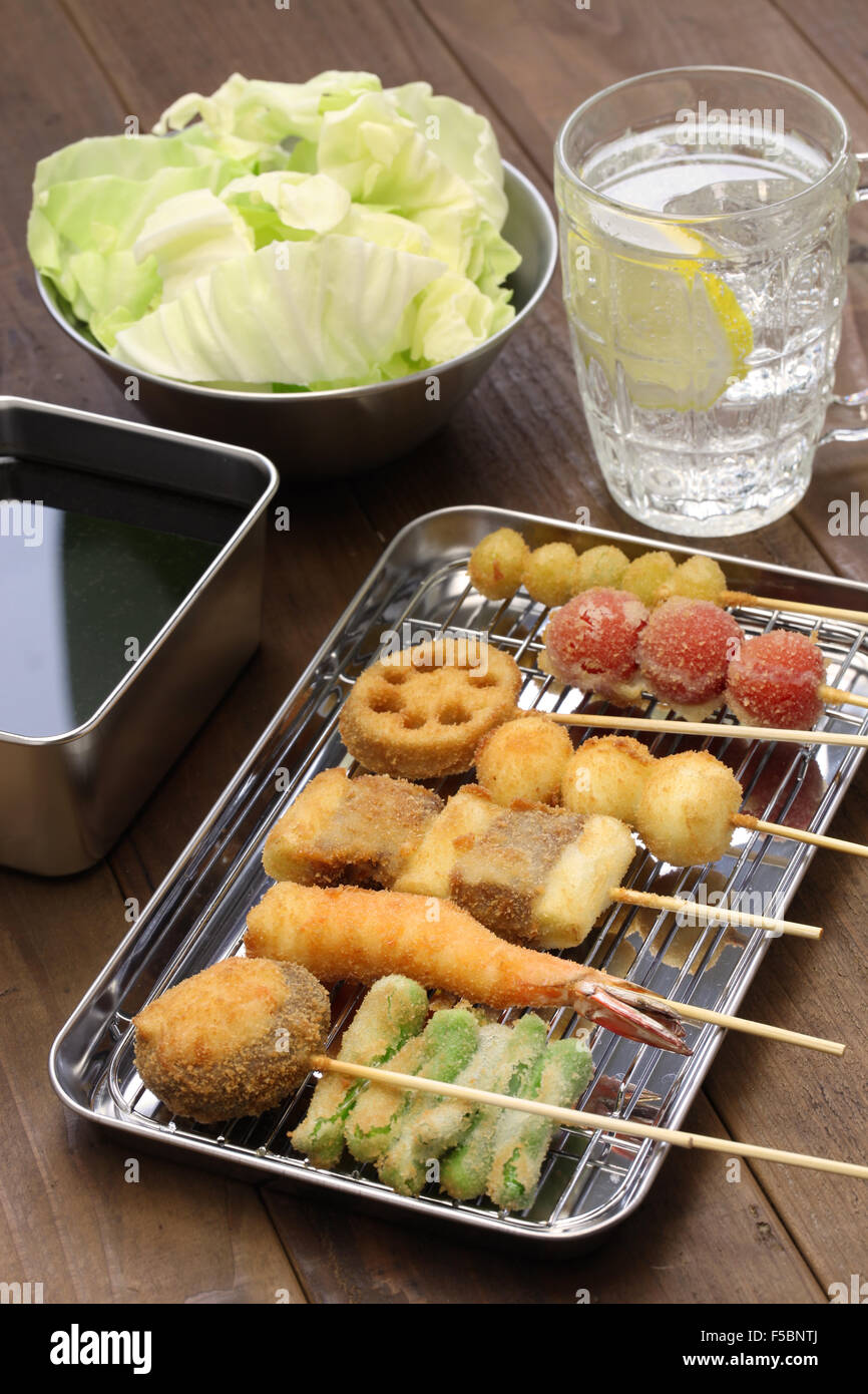 kushiage, kushikatsu, deep fried skewers, japanese food Stock Photo - Alamy