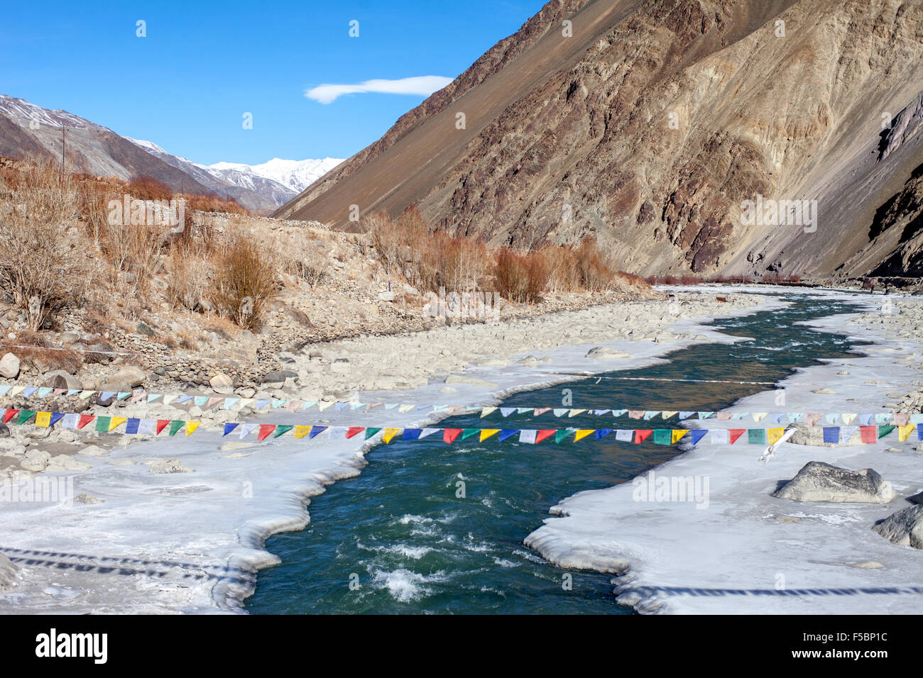 Ice breaking in the Indus river towards the end of the Ladakhi winter ...