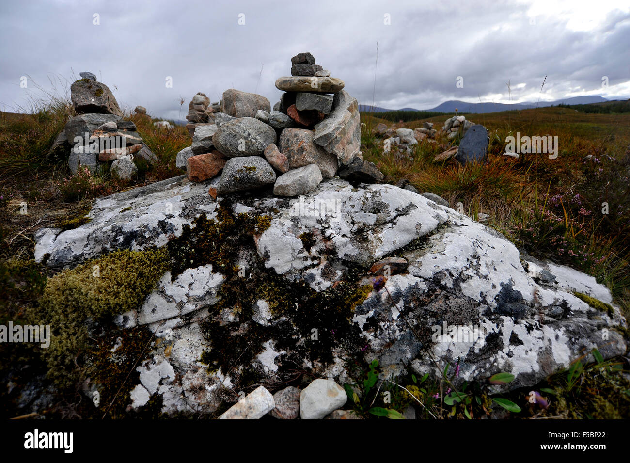 mini cairns in the highlands of scotland Stock Photo - Alamy