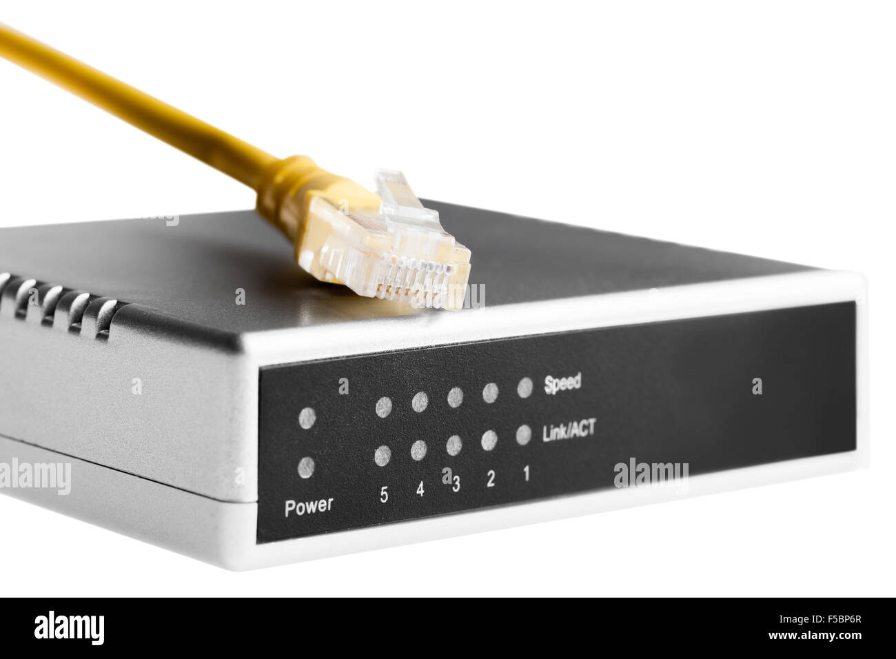 router with wires closeup on a white background Stock Photo - Alamy