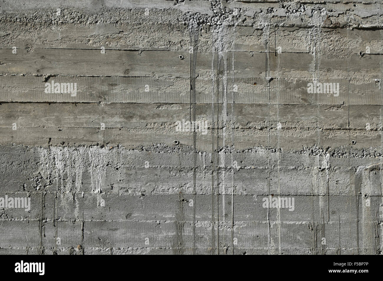 Concrete wall with wooden pattern impress from wooden form board ...