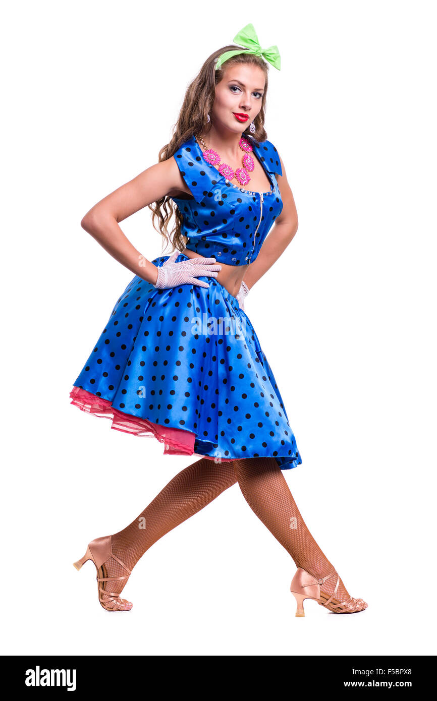 Disco dancer showing some movements against isolated white Stock Photo ...