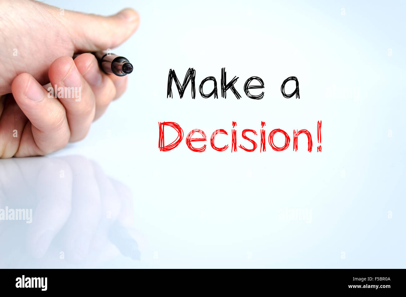 Make a decision text concept isolated over white background Stock Photo ...
