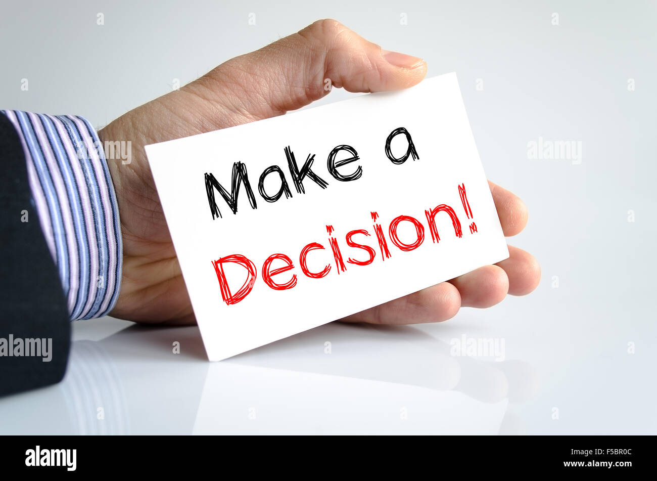 Make a decision text concept isolated over white background Stock Photo ...