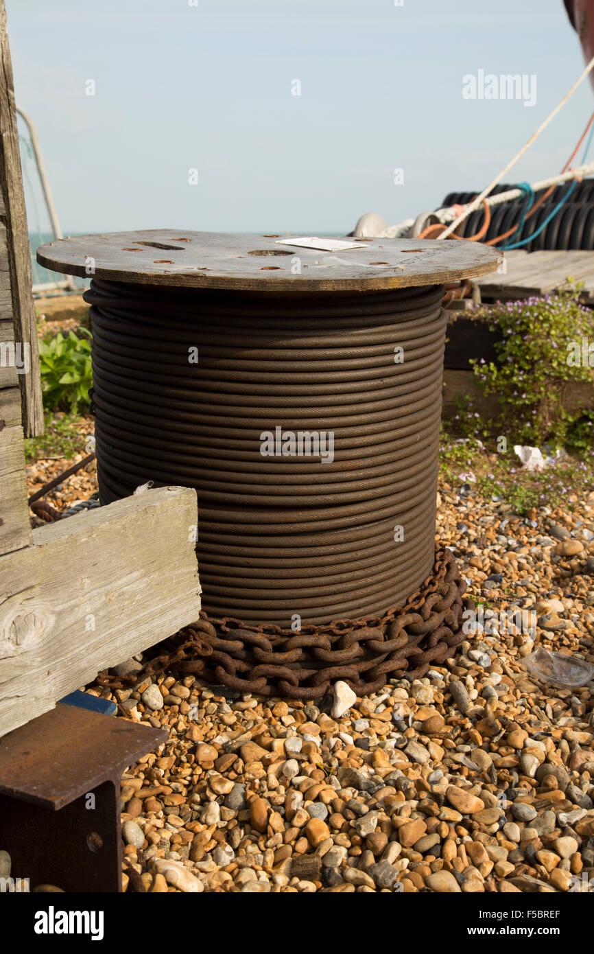 industrial sized spool of twisted metal cable Stock Photo - Alamy