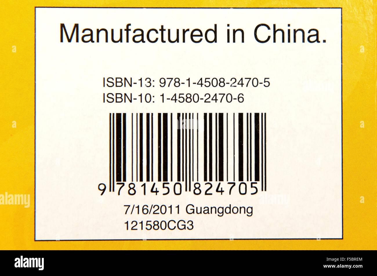 The barcode on the back of a toy with manufactured in China Stock Photo ...