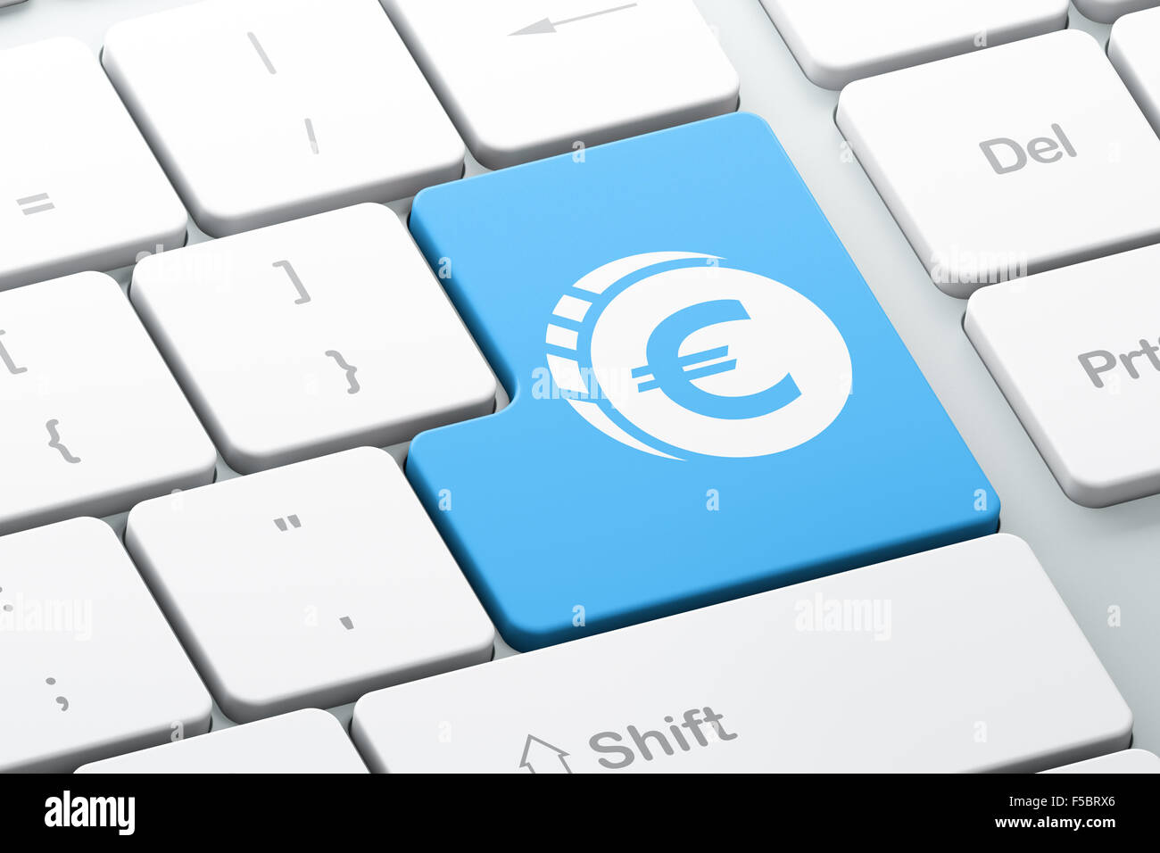 Currency concept: Euro Coin on computer keyboard background Stock Photo ...
