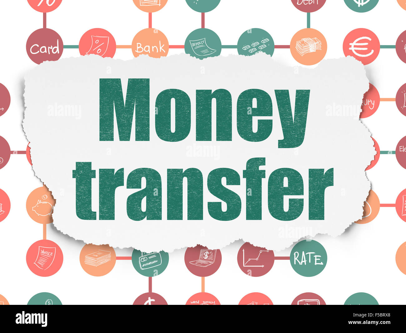 Currency concept: Money Transfer on Torn Paper background Stock Photo ...
