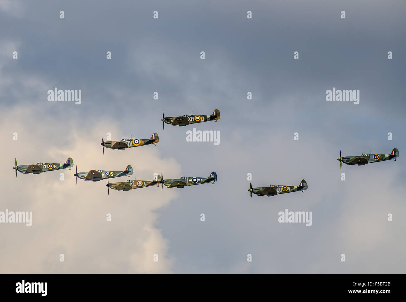 A formation of Spitfires at a UK airshow. Second World War Spitfire ...