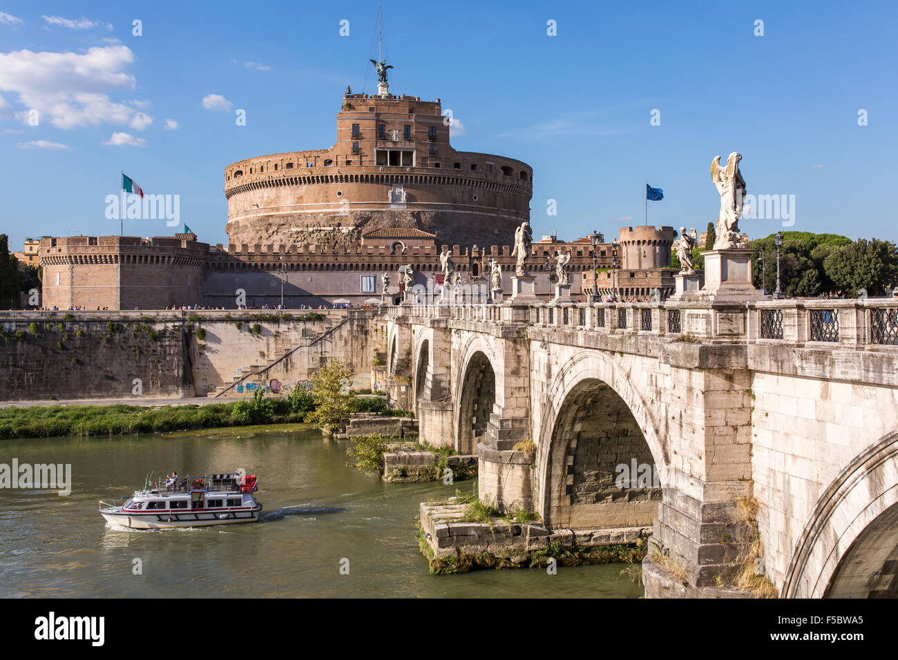 Saint Angel Castle and bridge over the Tiber river in Rome, Italy Stock Photo - Alamy