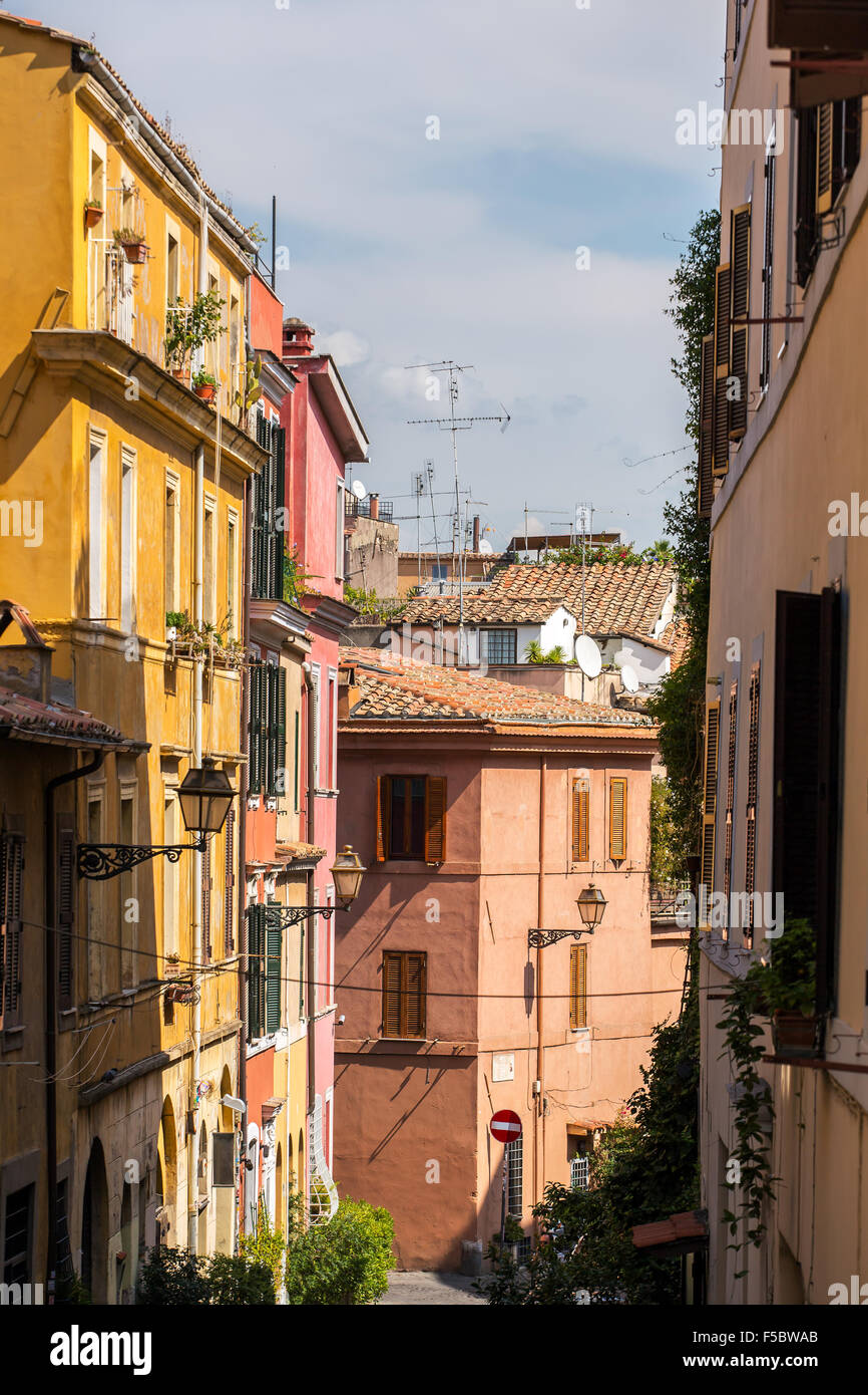Cozy street in Trastevere district of Rome, Italy Stock Photo - Alamy