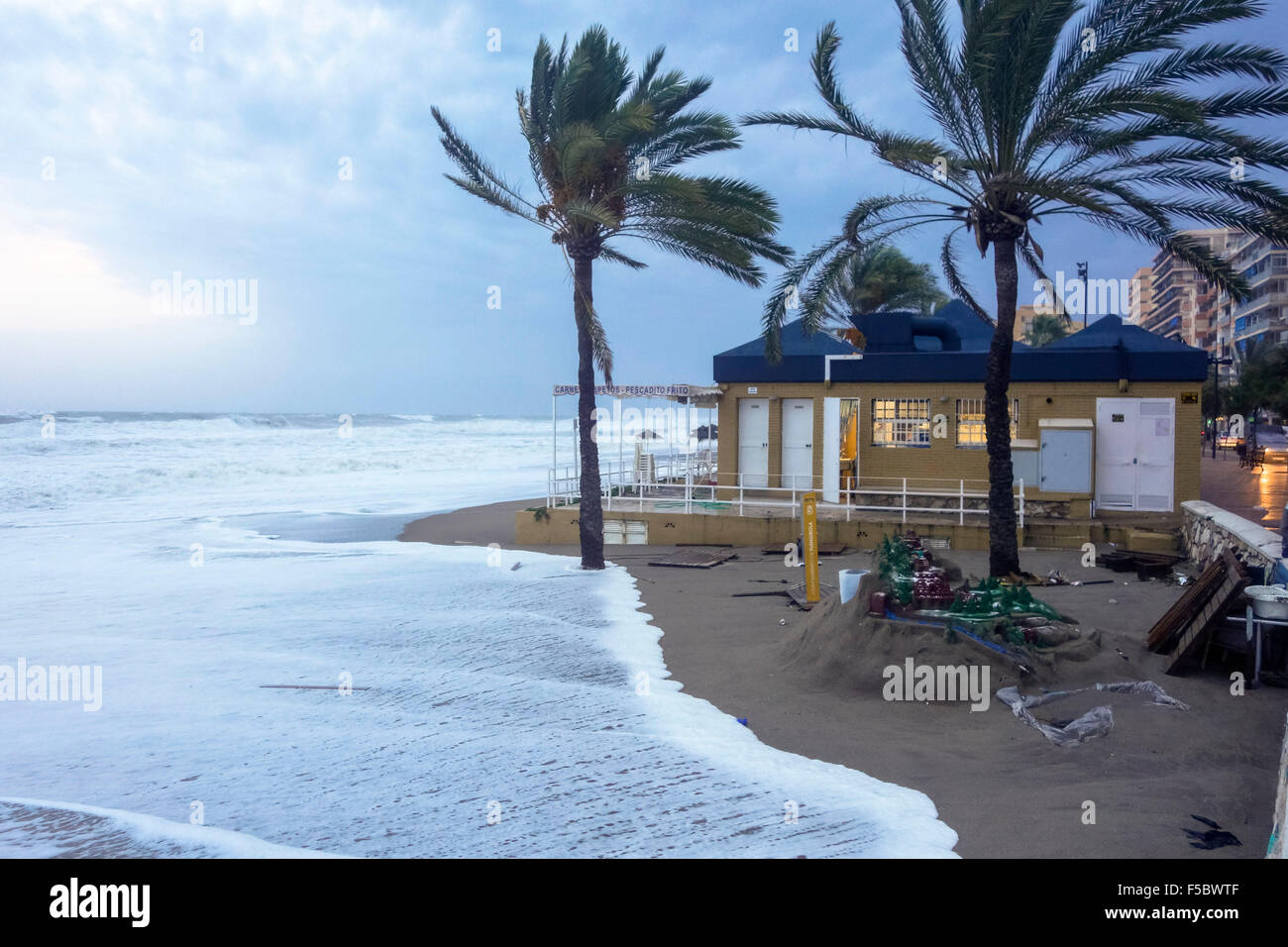 Fuengirola,Southern Spain, 1 november 2015. Storm and high waves ...