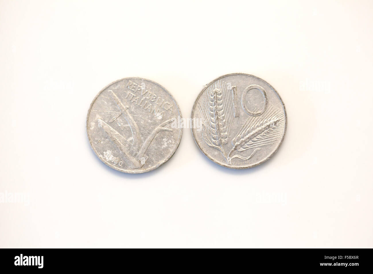 old italian dieci lire currency coin Stock Photo - Alamy