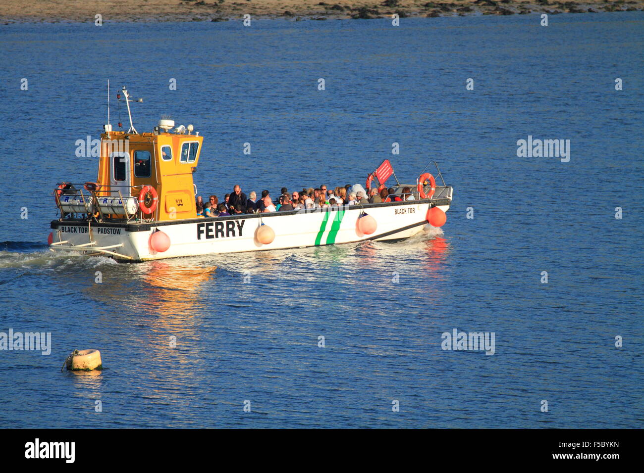 Rock ferry at low tide in autumn at the Camel Estuary on route to/from ...